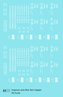 K4 HO Scale Decals Virginian and Ohio Twin Hopper White V&O | eBay