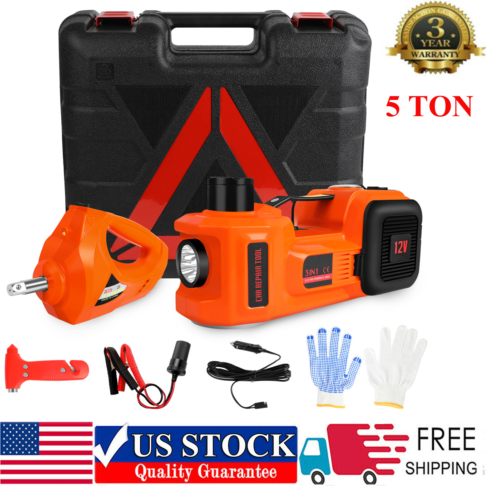 Electric Hydraulic Floor Jack Car Lift 3 Ton 5 Ton 12V DC Impact Wrench ...