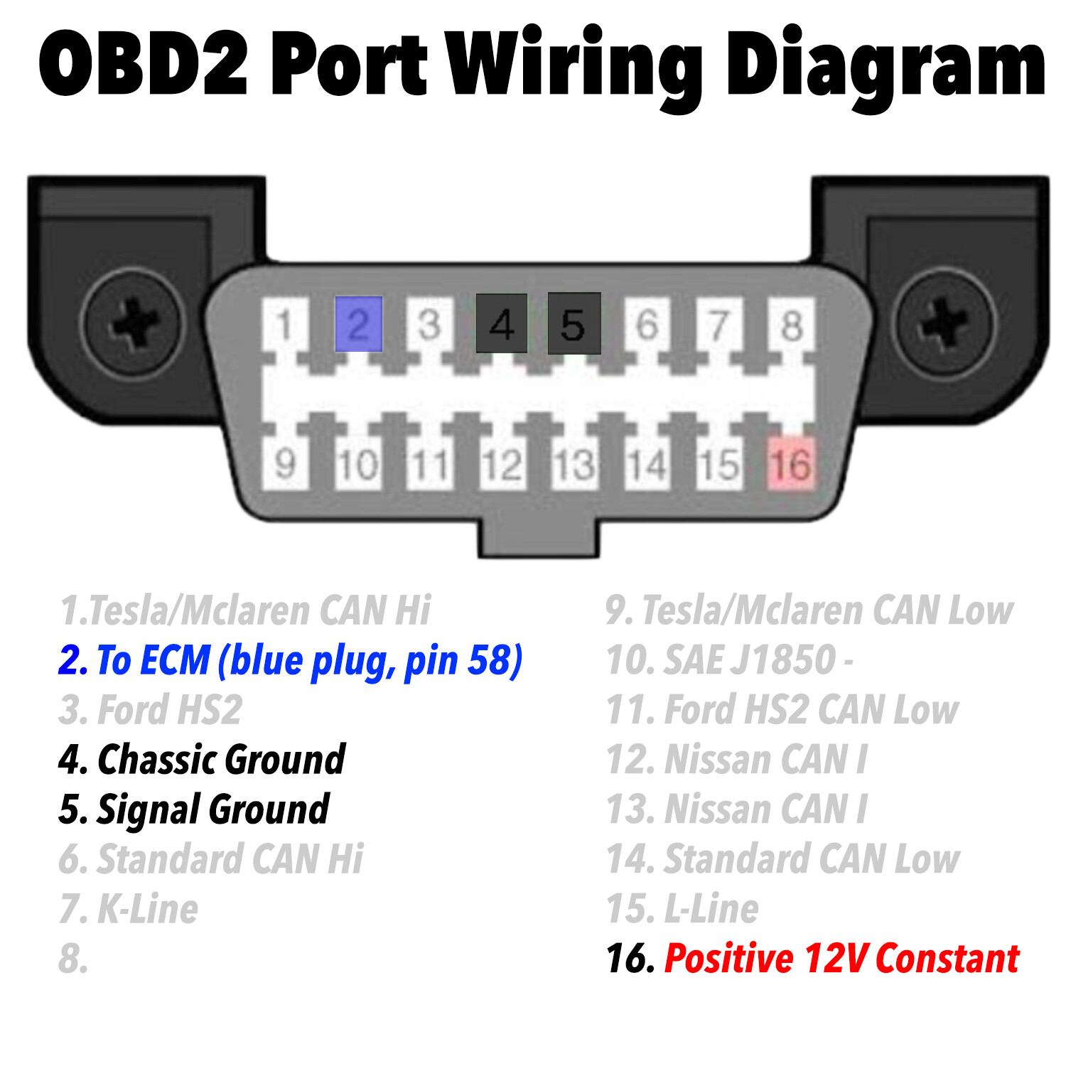 5-PIN OBD II OBD2 Dash Diagnostic Harness | Grelly USA
