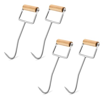 4 Pack Hay Hook,Metal Hay Hook with Wooden Handle,Perfect for Picking ...