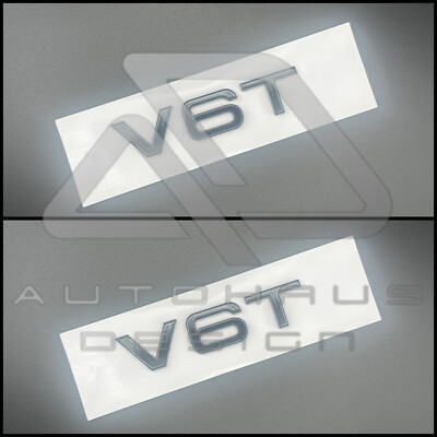 2x Audi Gloss Black V6T Side Wing Badge Emblem For A4/A5/A6/A7/S3/S4/S5 ...