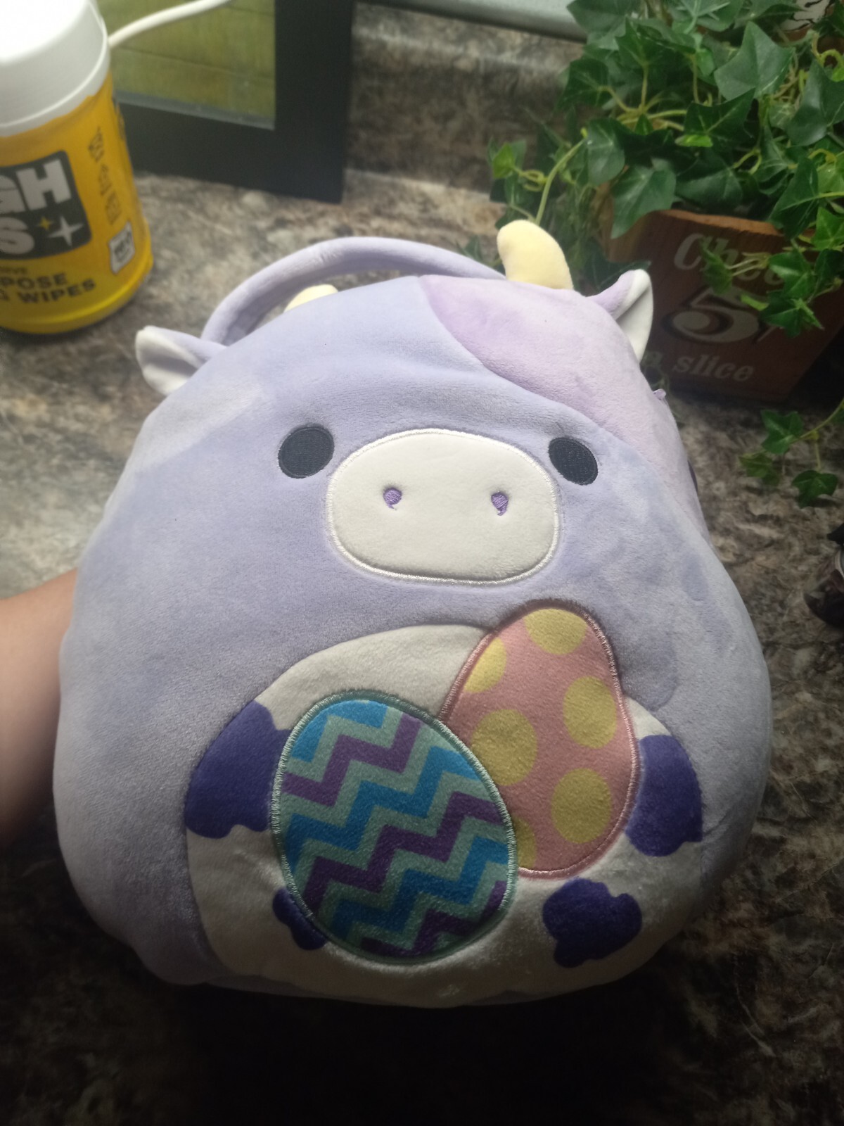 Squishmallows Easter Basket 12" Bubba The Cow with Easter Eggs | eBay