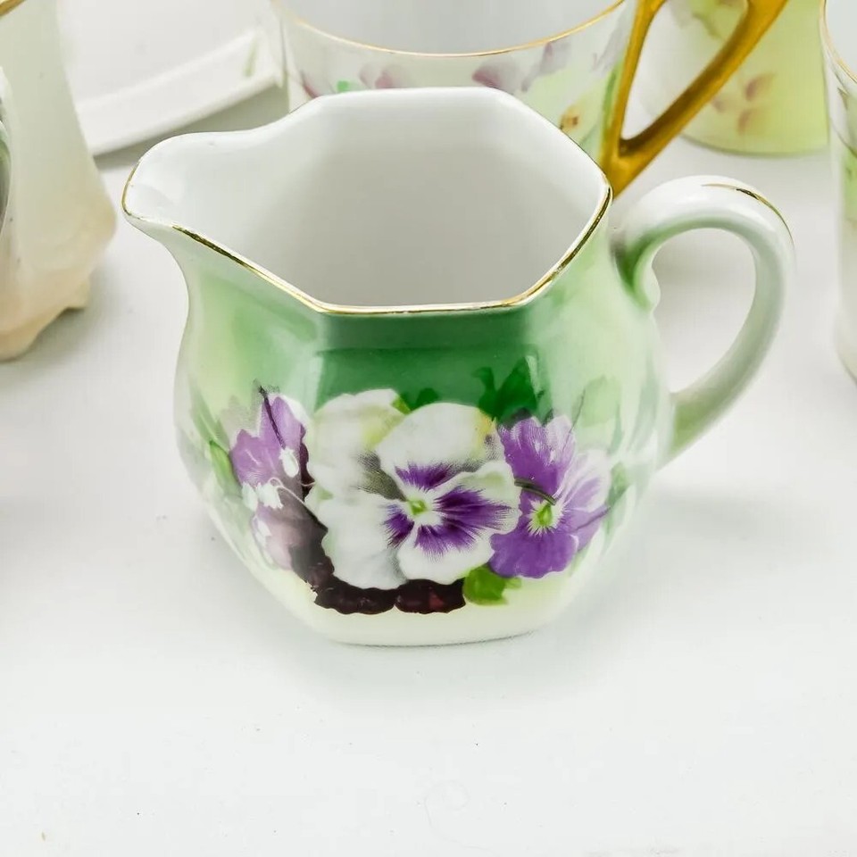 ME Geyey RS JS Germany RS Prussia Porcelain tea coffee pot cup saucer ...