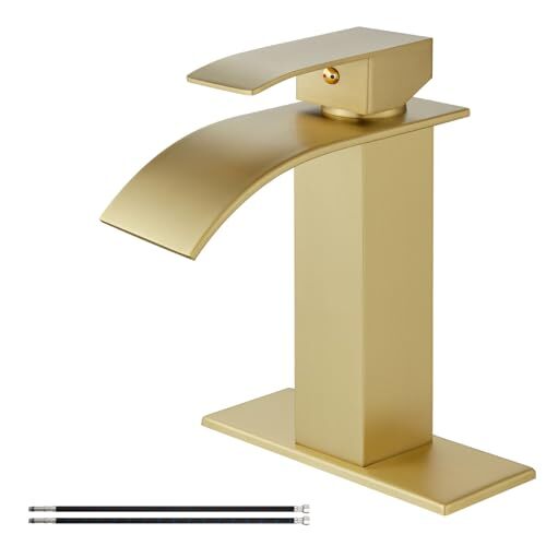 Waterfall Spout Bathroom Faucet Single Handle Short Faucet:7-inch ...