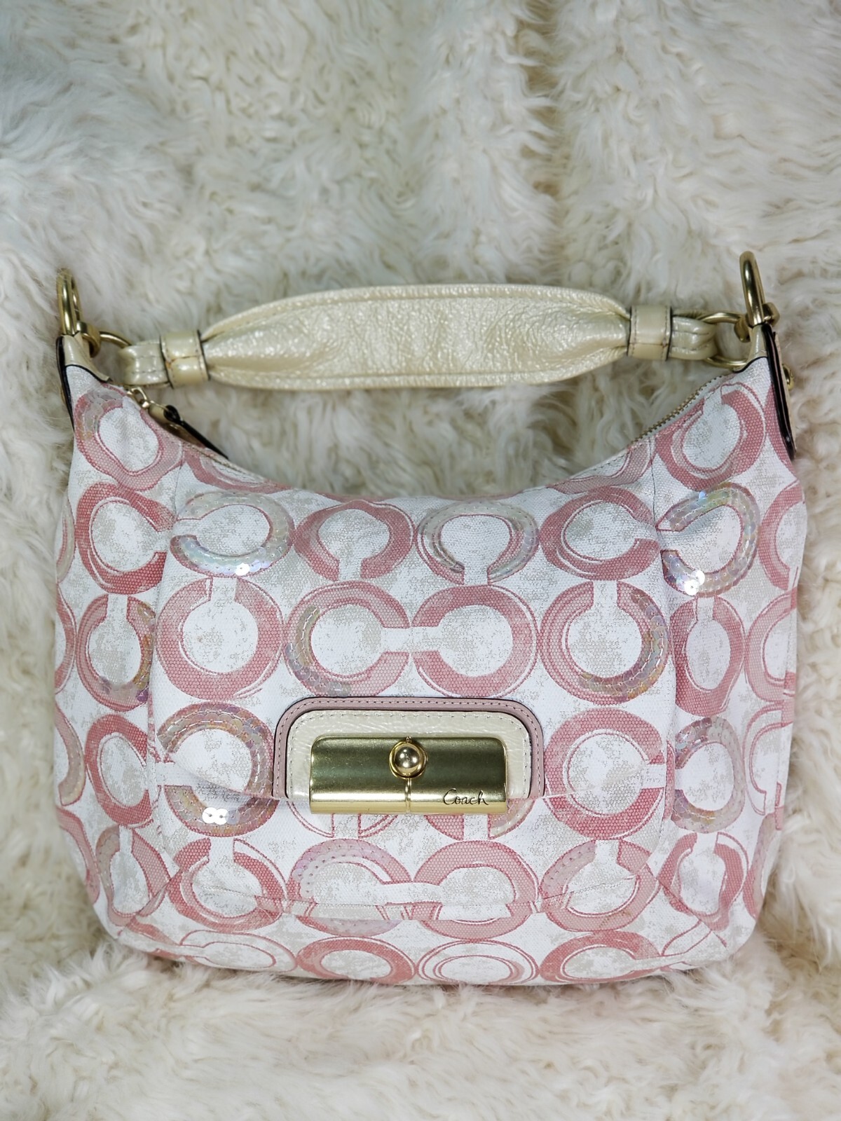 Coach 16791 Kristin Op Art Pink Sequins Purse Handba… - Gem