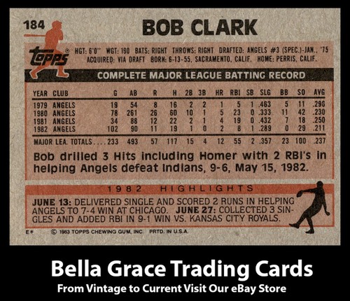1983 Topps Bob Clark #184 California Angels MLB Baseball | eBay