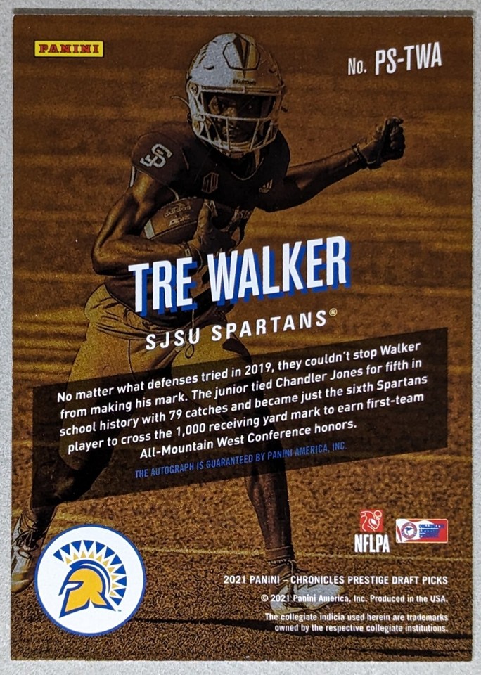 Tre Walker 2021 Chronicles Draft Picks Prestige Xtra Points Signature ...