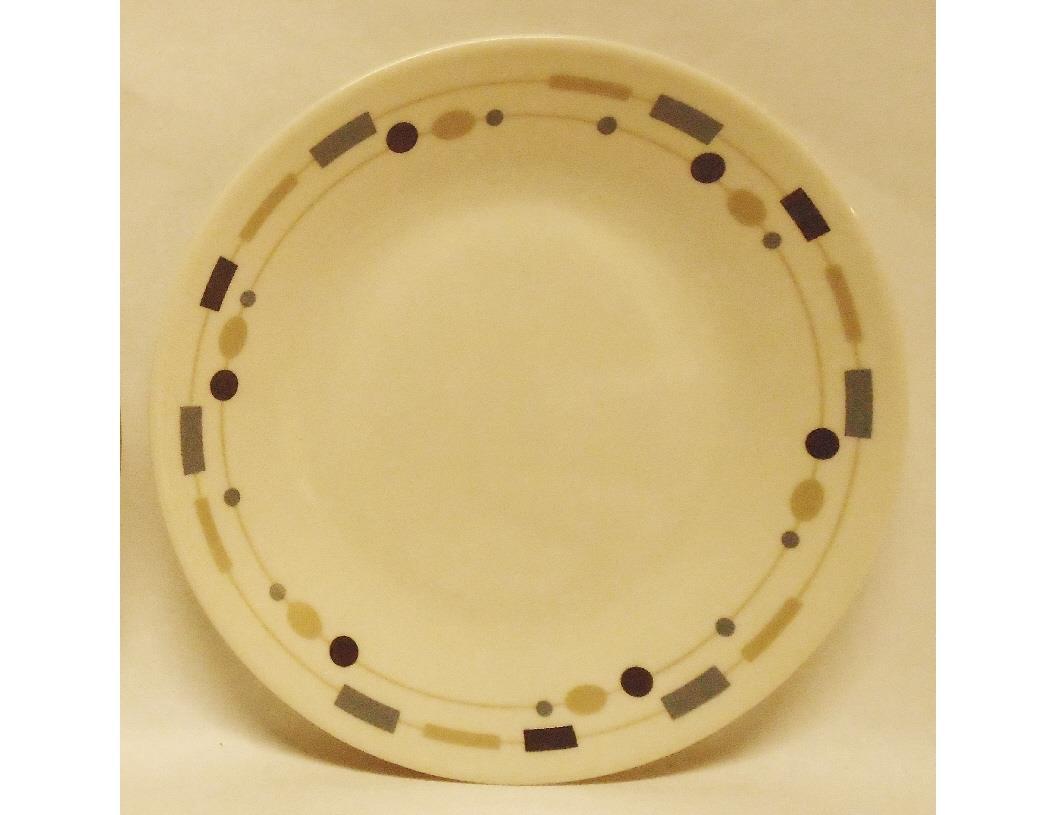Corelle SANDSTONE CIRCLES 6 3/4 BREAD PLATE *Gold Gray Black Geometric ...