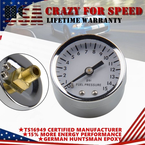 Universal 1.5" Direct Mount Low Pressure Fuel Gauge 0-15 PSI 1/8"NPT ...