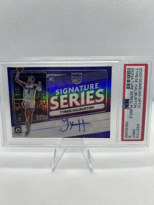 2020 Panini Optic TYRESE HALIBURTON Rookie Signature Series Purple AUTO ...