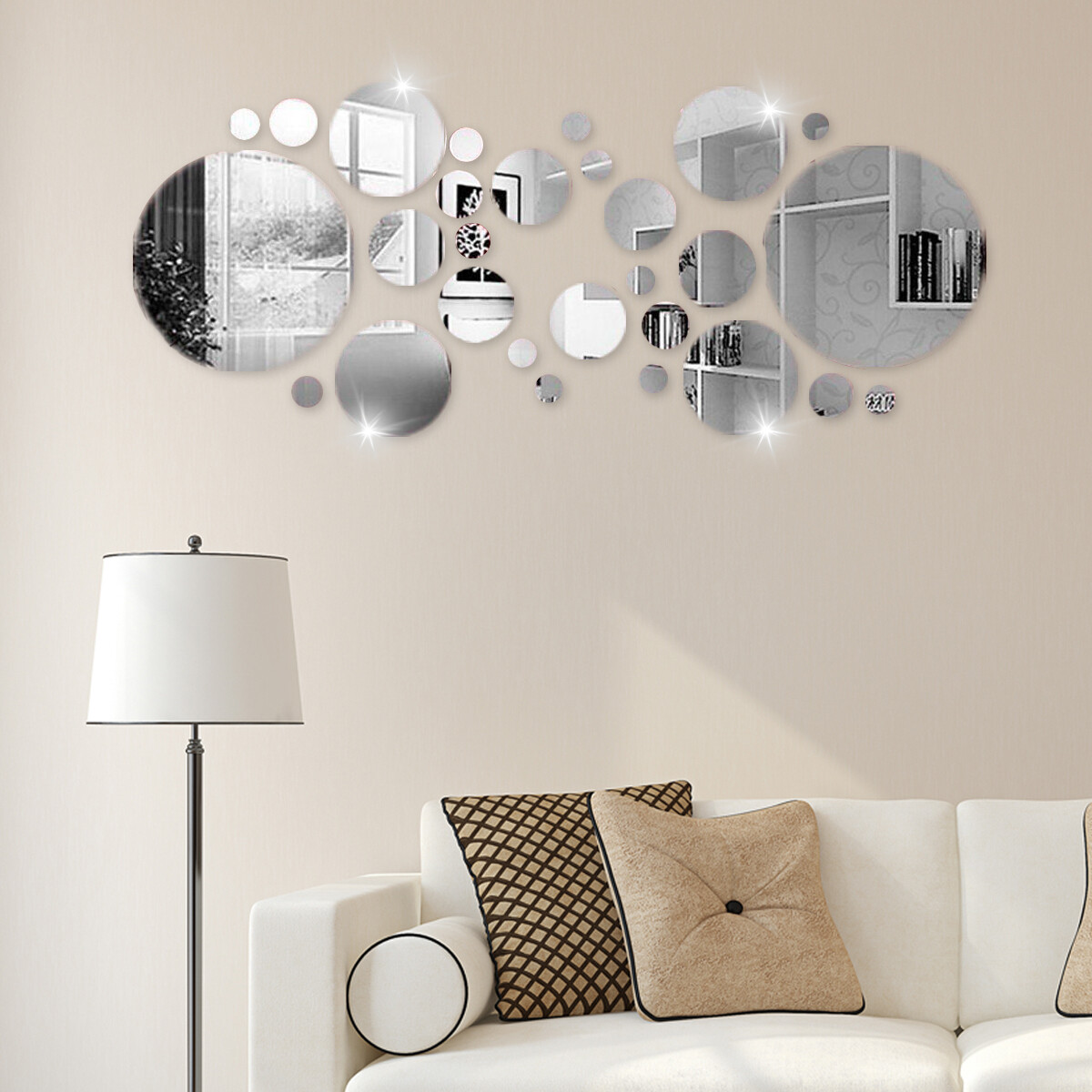 28 Pcs Mirror Wall Sticker Removable Adhesive Acrylic Mirror Wall Decal ...