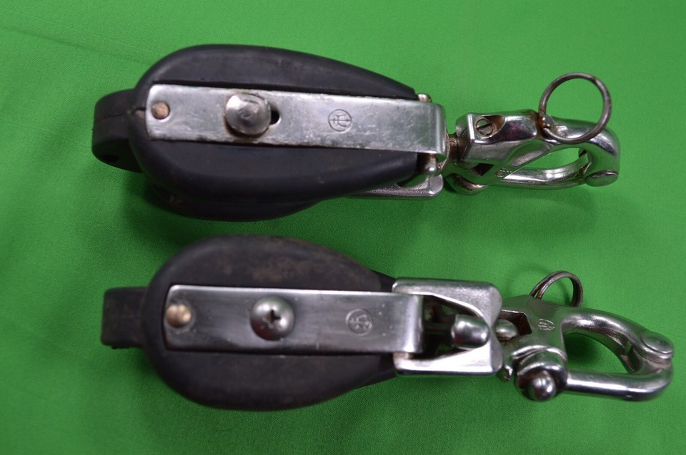 2 Vintage Merriman Bros,MB,7",Snatch Block Snap Tackle Pulley,Nautical ...
