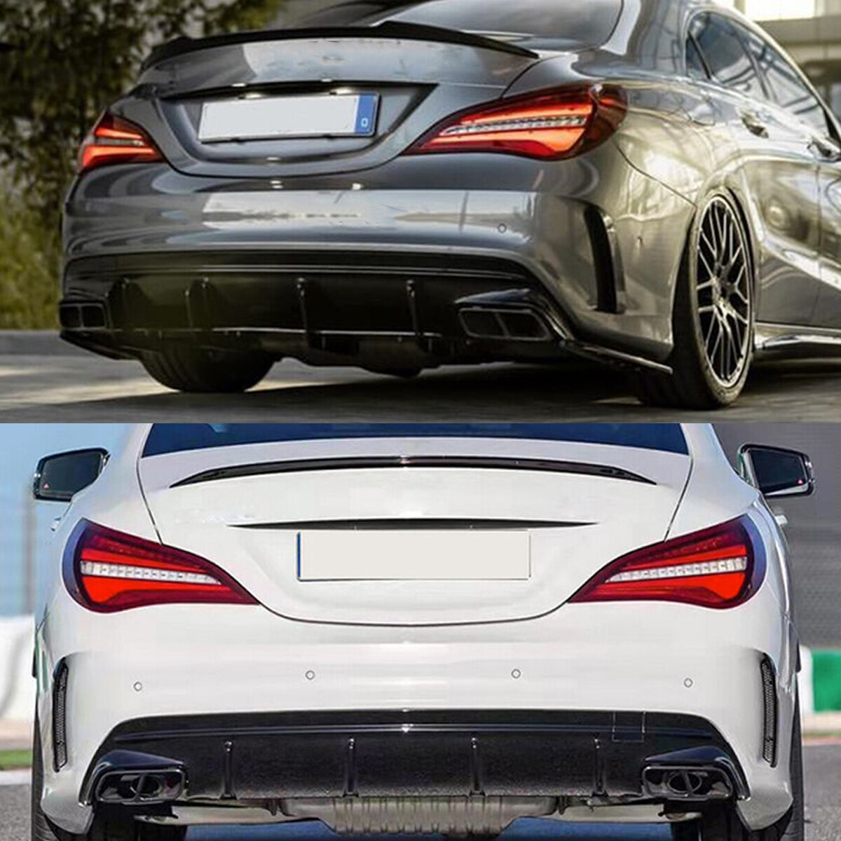 Rear Bumper Diffuser+Tailpipes Fit For 2013-2019 Mercedes Benz W117 ...