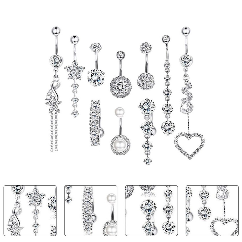 10pcs/ Set Piercing Jewelries Bellybutton Rings Decoration Navel Nails ...