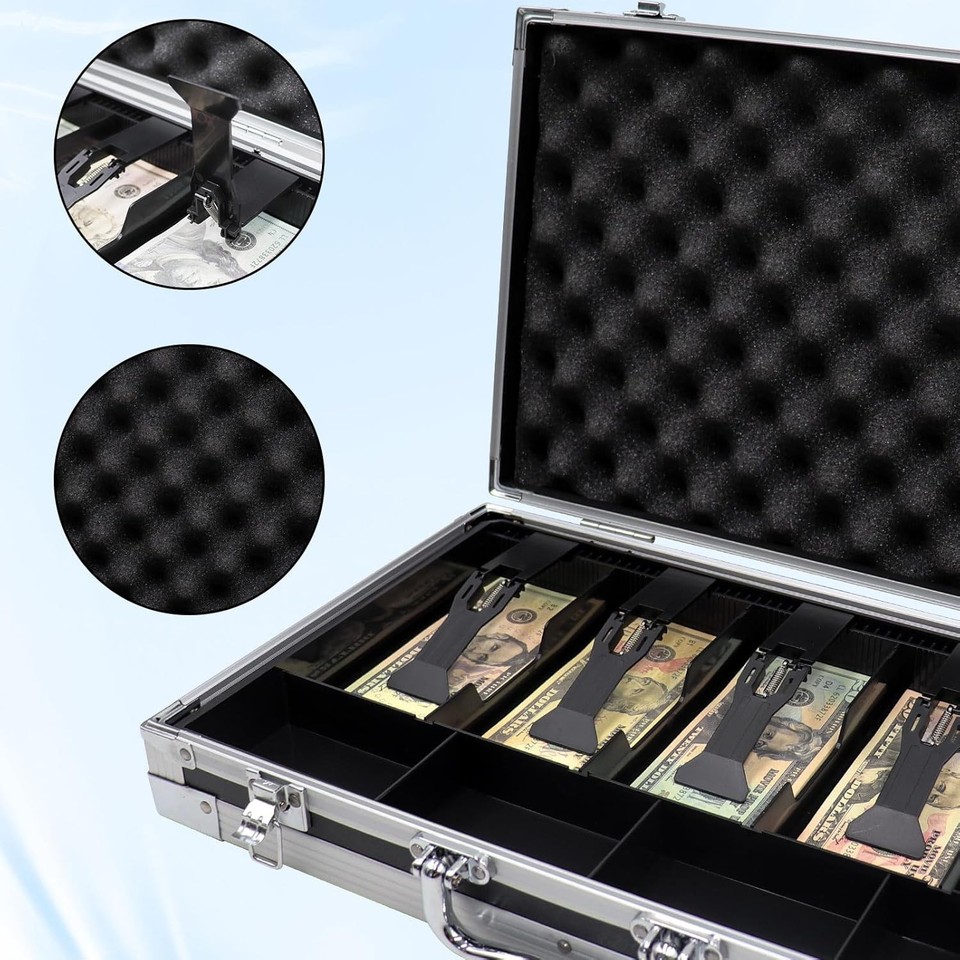 Large Lockable Cash Box with Money Tray – Secure Cash Organizer | eBay