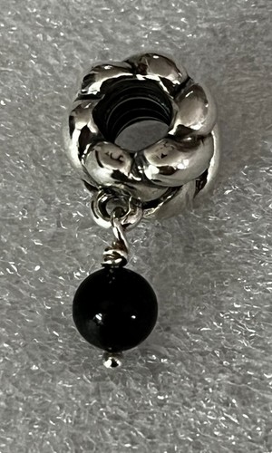 Pandora Black Onyx Braided Dangle Charm. Sterling Silver 925. ALE Stamp ...