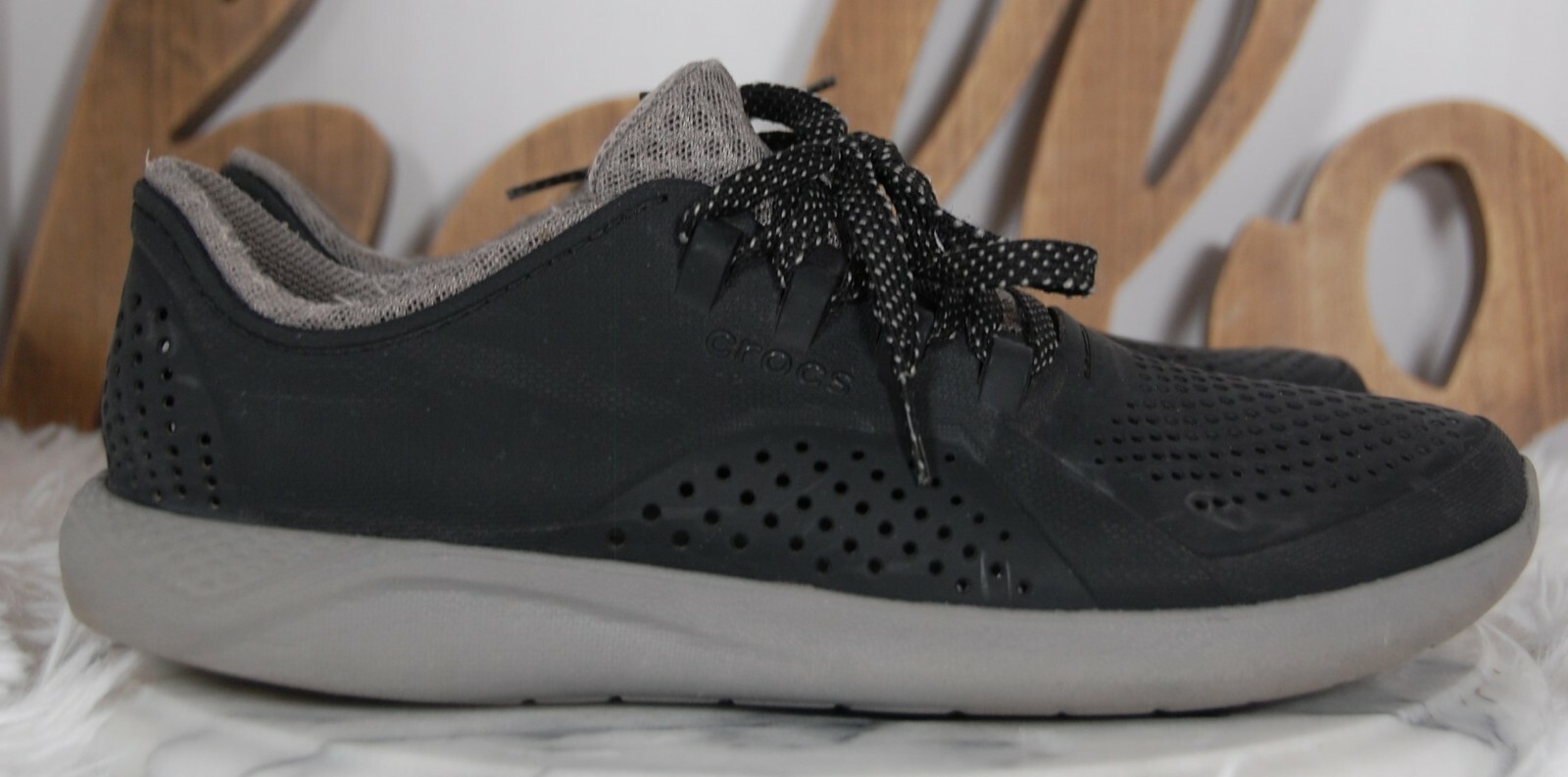 Crocs Literide Pacer Mens Black Gray Low Top Lace Up Shoes 204967 Size ...