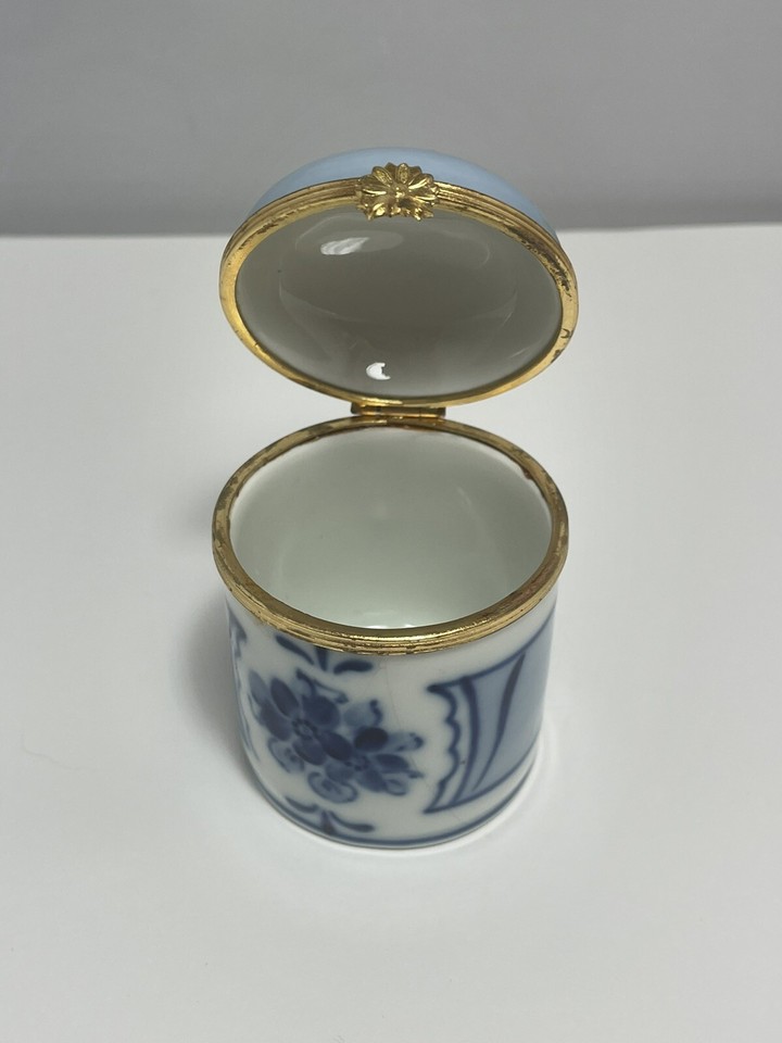 Vintage Limoges Singer 1950' Hand Painted Floral Round Trinket Box | eBay