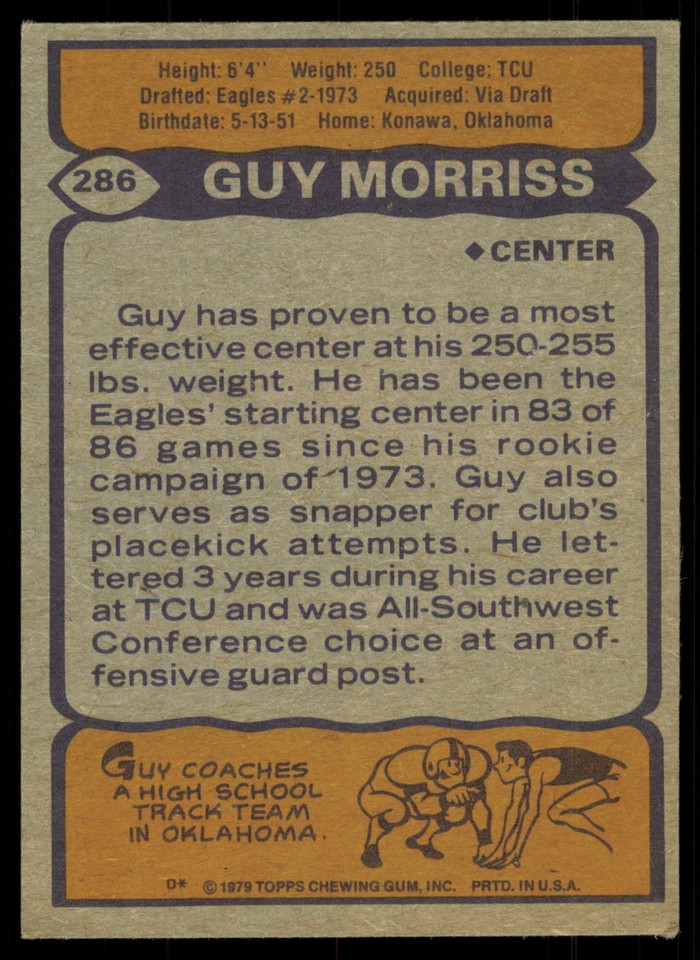 1979 Topps Football #286 Guy Morriss Philadelphia Eagles | eBay