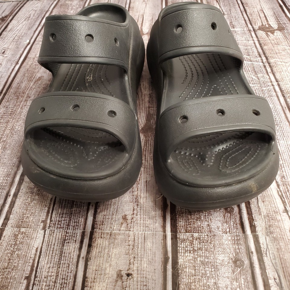 Unisex Crocs Classic Crush Black Sandals Chunky Thick Platform Slip On ...