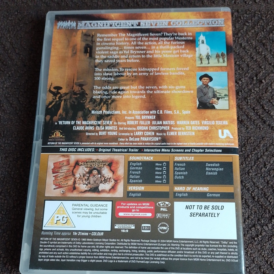 Return Of The Magnificent Seven DVD Yul Brynner Western Sequel Free ...