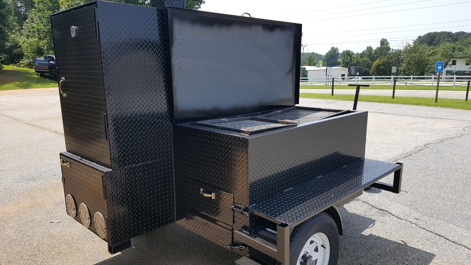 Chicken Flipper Smoke House BBQ Smoker w Side Grill Trailer Food Truck ...