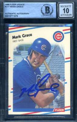 Mark Grace Gem Mint 10 Beckett BAS Signed 1988 Fleer Update Rookie ...