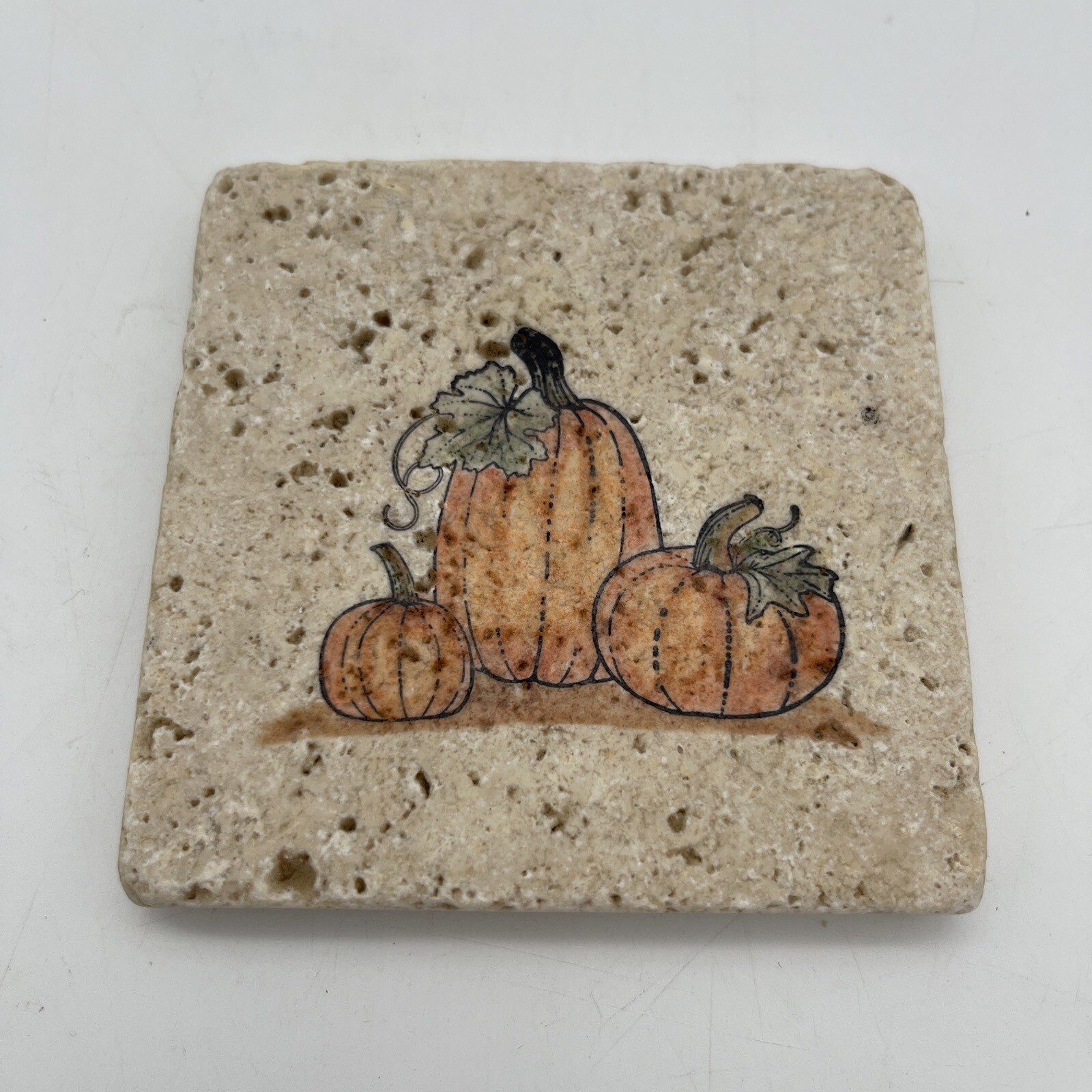 Stone Halloween Pumpkin Stone Coaster Kathy Swanson | eBay
