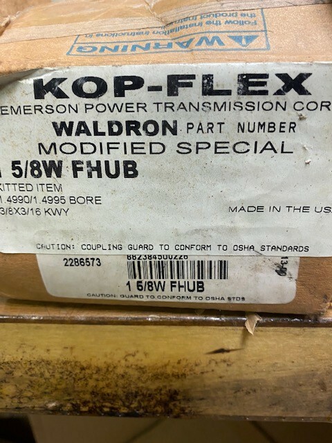 Kop-Flex / WALDRON 1 5/8W FHUB 1-5/8" Gear Coupling Flex Hubs 2286573 ...