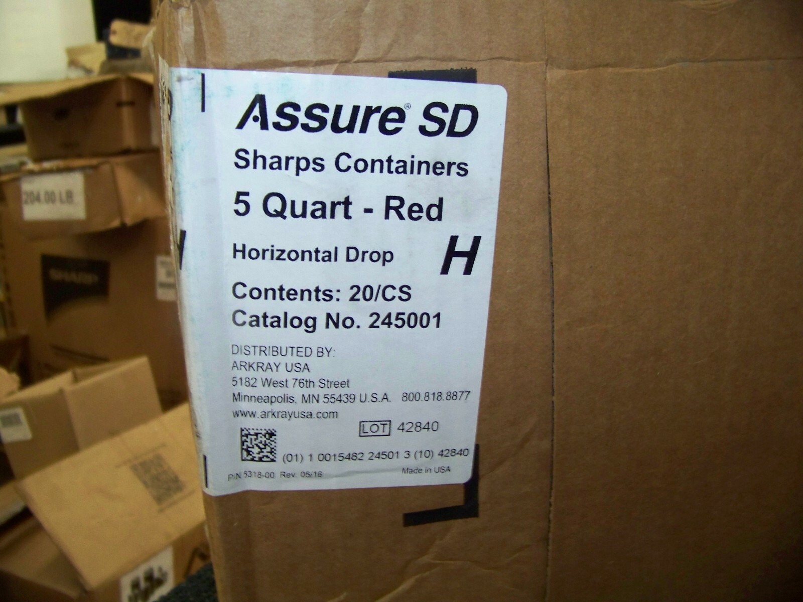Arkray USA Assure SD Sharps containers 5 quart red horizontal drop 20 ...