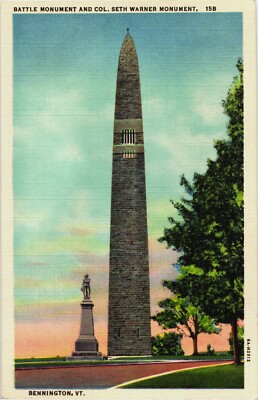 Col Seth Warner Battle Monument Bennington Vermont Postcard 1940s ...