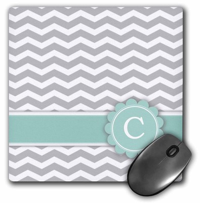 3dRose Letter C monogrammed on grey and white chevron with blue-green mint gray | eBay