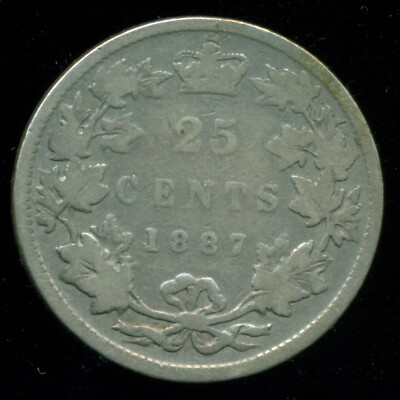 1887 Canada Silver 25 Cent Piece, Queen Victoria, Rare Date! F40 | eBay
