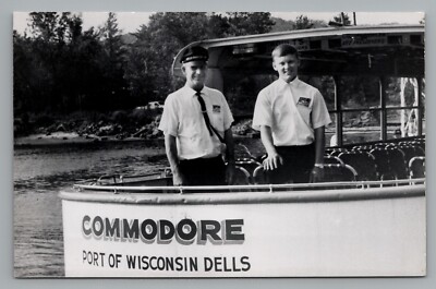 Postcard WI RPPC Commodore Port of Wisconsin Dells Touring Boat Pilot ...