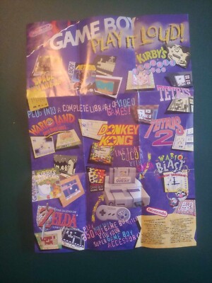 GAME BOY Nintendo “Play It Loud!” 1994 Promo GB Mini Poster Insert P ...