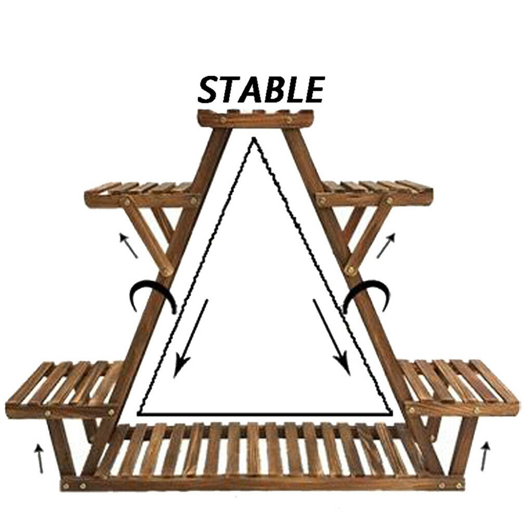 Triangle DIY 6 Tiered Corner Wood Plant Stand Planter Flower Rack ...