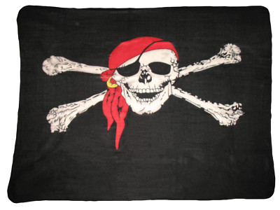 Jolly Roger Red Hat Pirate Skull and Bones 50 x 60 Polar Fleece Blanket ...