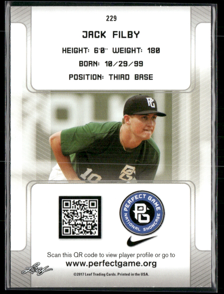 Jack Filby 2017 Leaf Perfect Game #229 | eBay