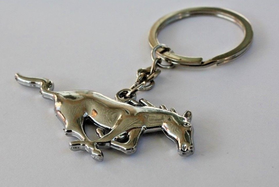 Mustang Chrome Pony Horse Key Chain Fob Ring Keychain GT500 Cobra Roush ...