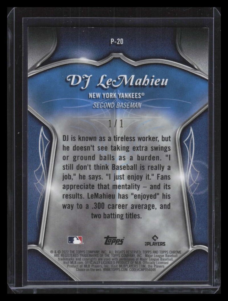 2022 Topps Chrome Plaques Superfractor p20 DJ LeMahieu 1/1 | eBay