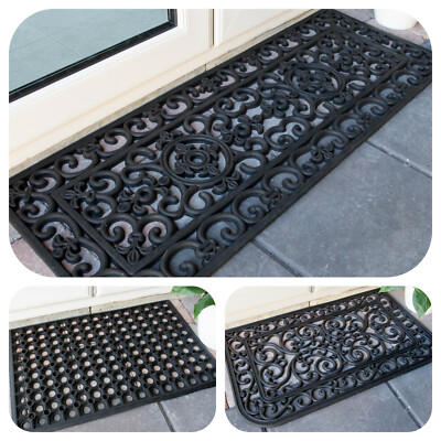 Black Rubber Non Slip Dootmats Mud Catcher Outdoor Mat Heavy Duty ...