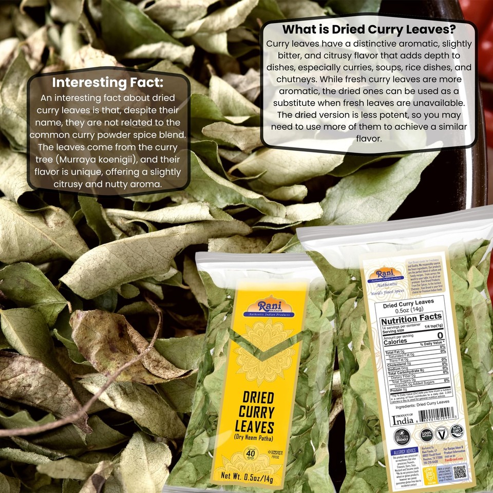 Rani Dried Curry Whole Leaves (Kari Neem Patha) Indian Spice 0.5oz (14g ...