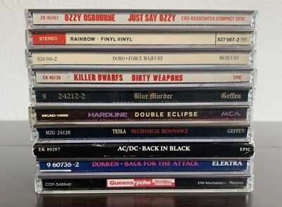 HARD ROCK 10 CD lot AC/DC TESLA OZZY QUEENSRYCHE BLUE MURDER DORO PESCH ...