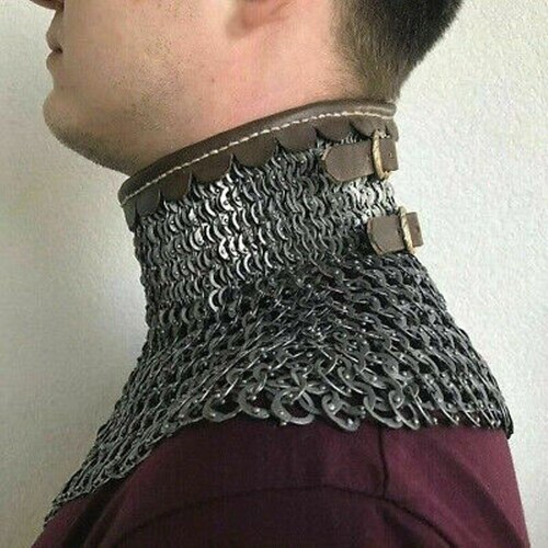Chainmail Collar MS Flat Riveted with Flat Washer and Leather for ...
