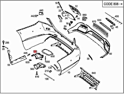 Genuine MERCEDES V222 Exhaust tip at left Basic carrier for bumper ...