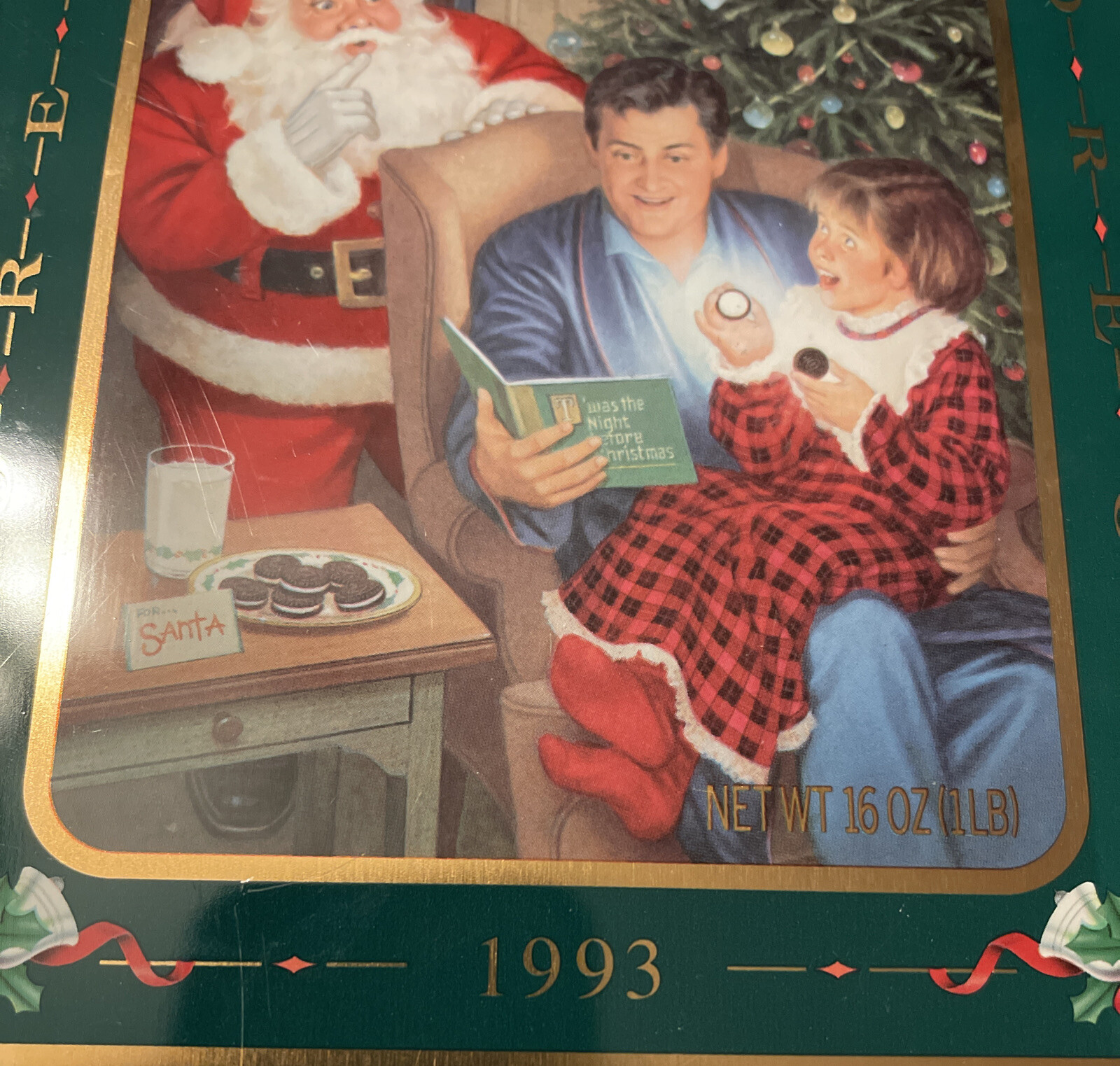 1993 Oreo Unlock The Christmas Magic Santa Clause Cookie Tin Box Baking ...
