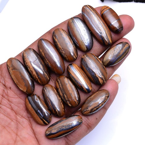 15 Pcs Natural Designer Tiger Eye Oval Cabochon 26mm-36mm Huge Loose ...