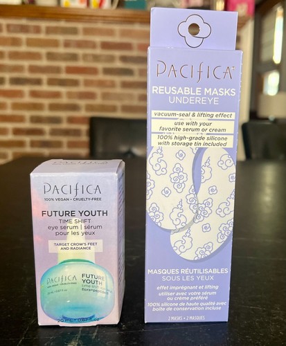 2x PACIFICA~Future Youth Time Shift Eye Serum & Reusable Undereye Masks ...