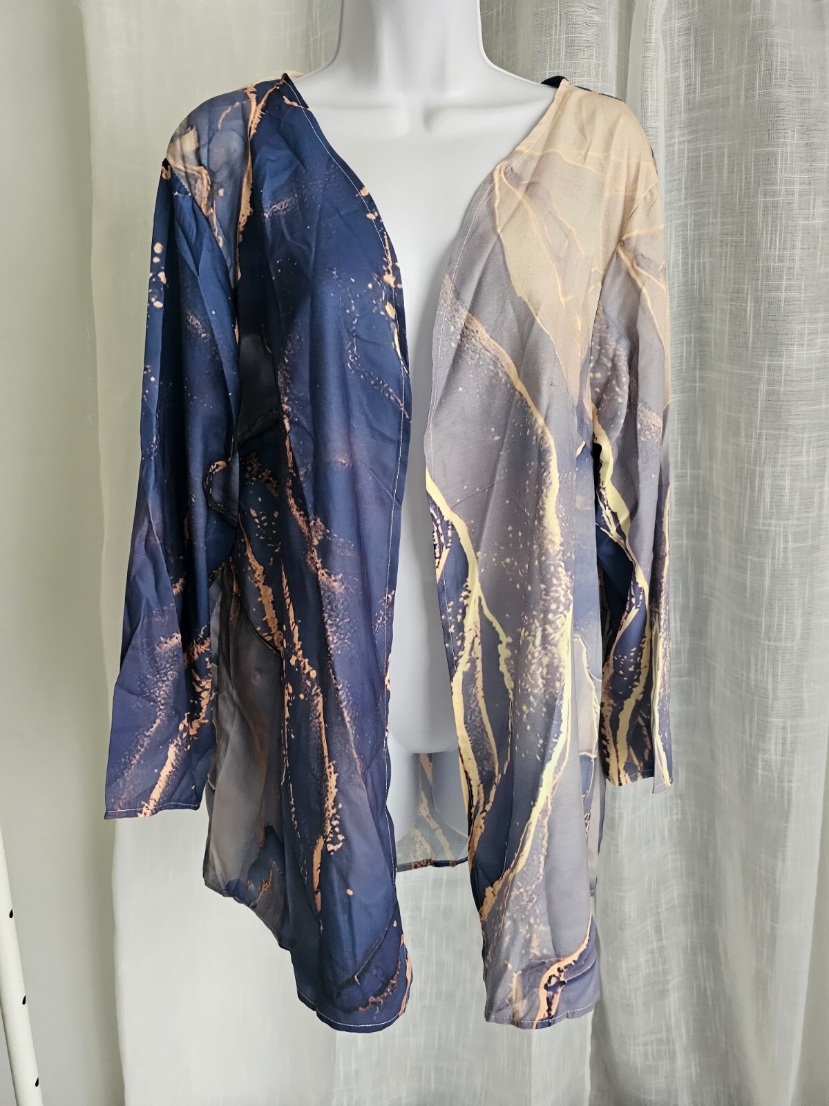 Women Open Front Marled Print Cardigan Blue Multi Size XXL NEW | eBay