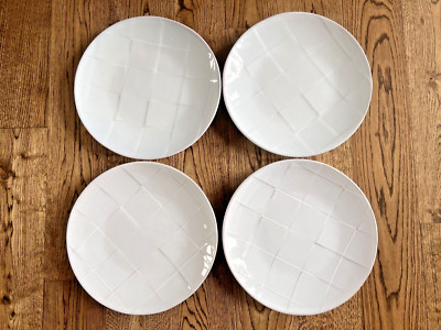 Set Of 4 Pier 1 Cubic White Dinner Plates 11” | eBay